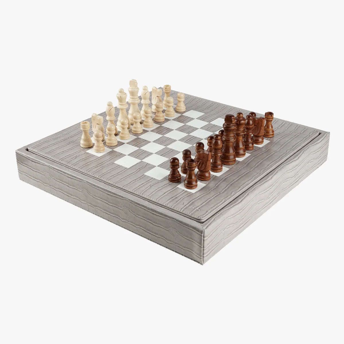 Mouse Grey Chess Set - Alligator Embossed Vegan Leather – VIDO UK